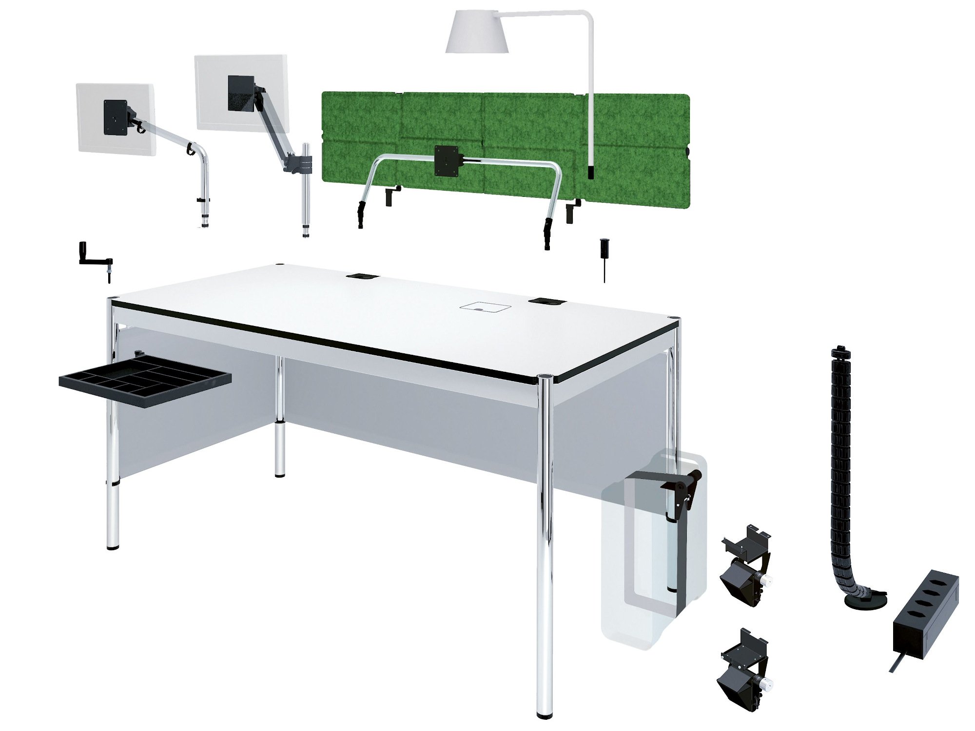 USM Haller Tisch Plus, 200 x 75 cm, 07-Eiche lackiert natur, Ohne ...