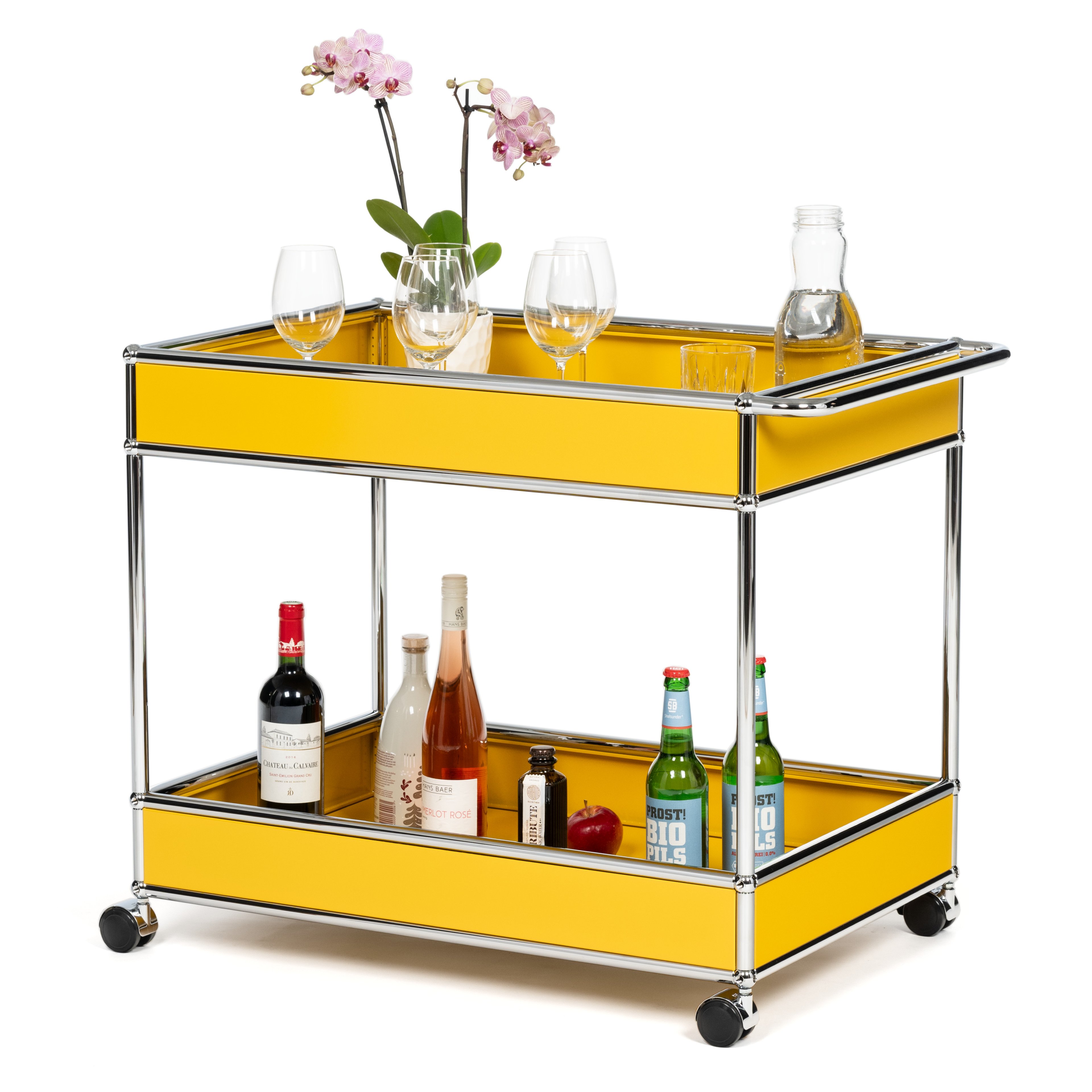 USM Haller Barwagen Typ II verkleidet, Reinorange RAL 2004, Weich für ...