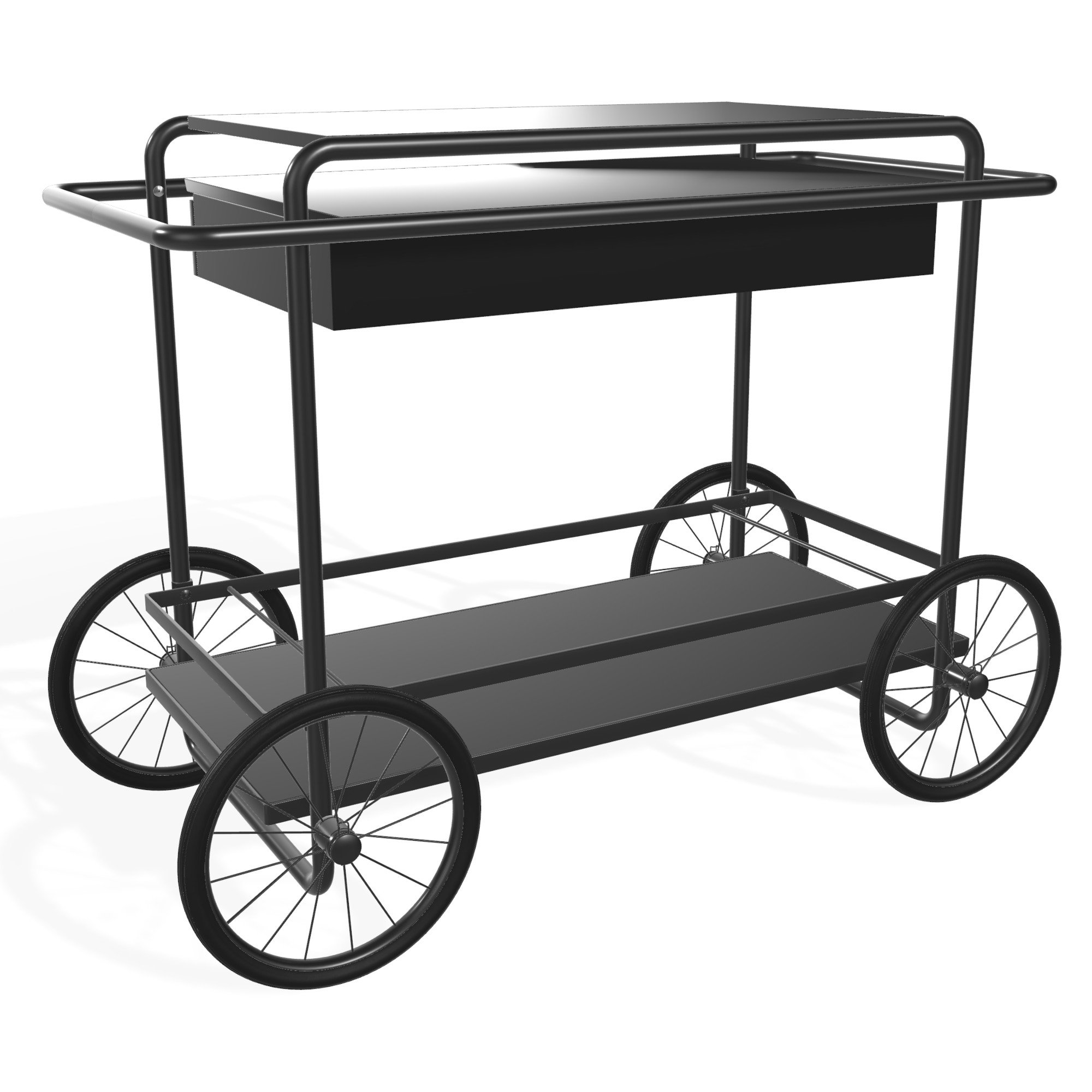 M4RS Servierwagen, Schwarz lackiert / schwarz, Mit Flaschenhalter ...